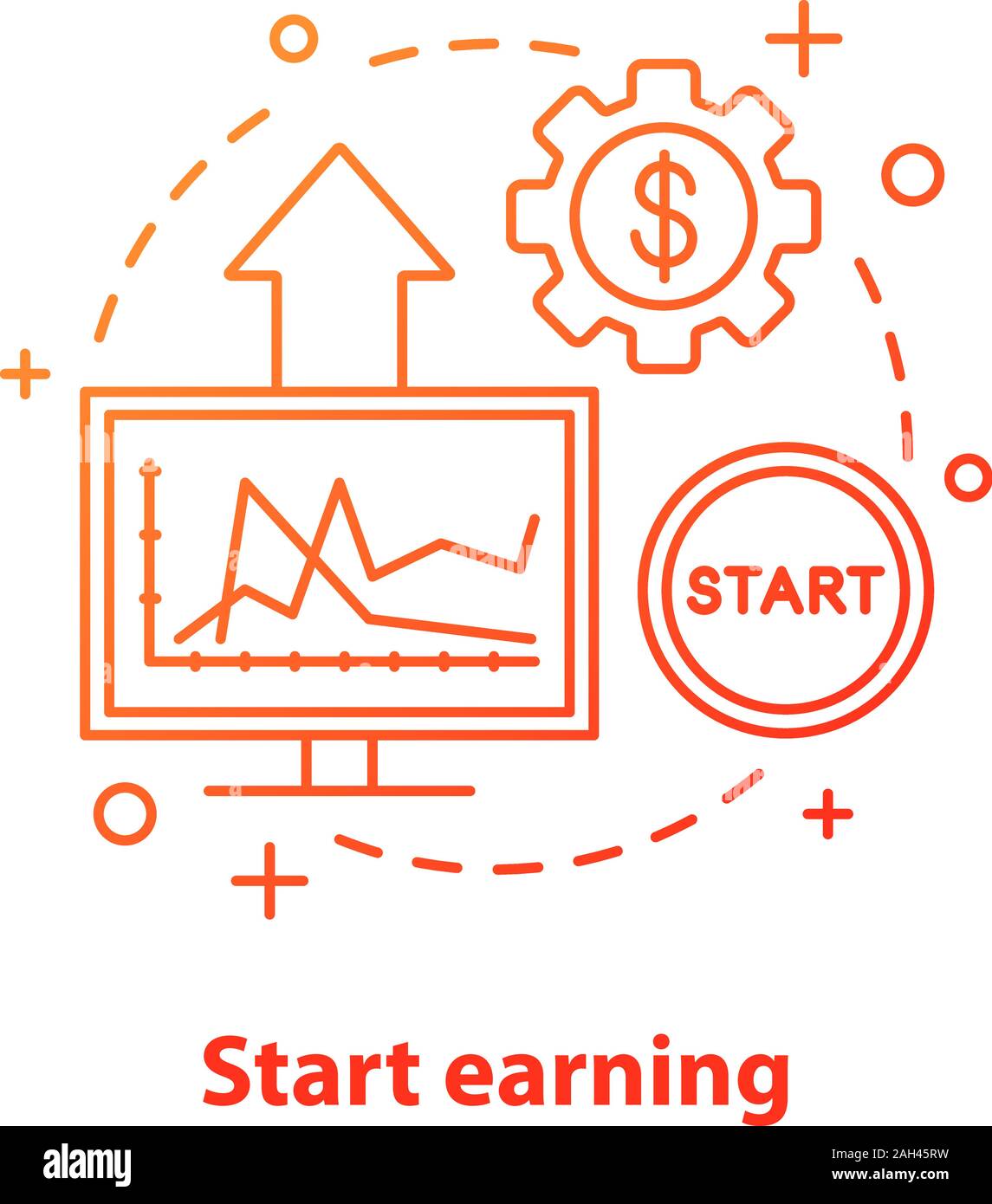 Start earning concept icon. Internet business idea thin line ...