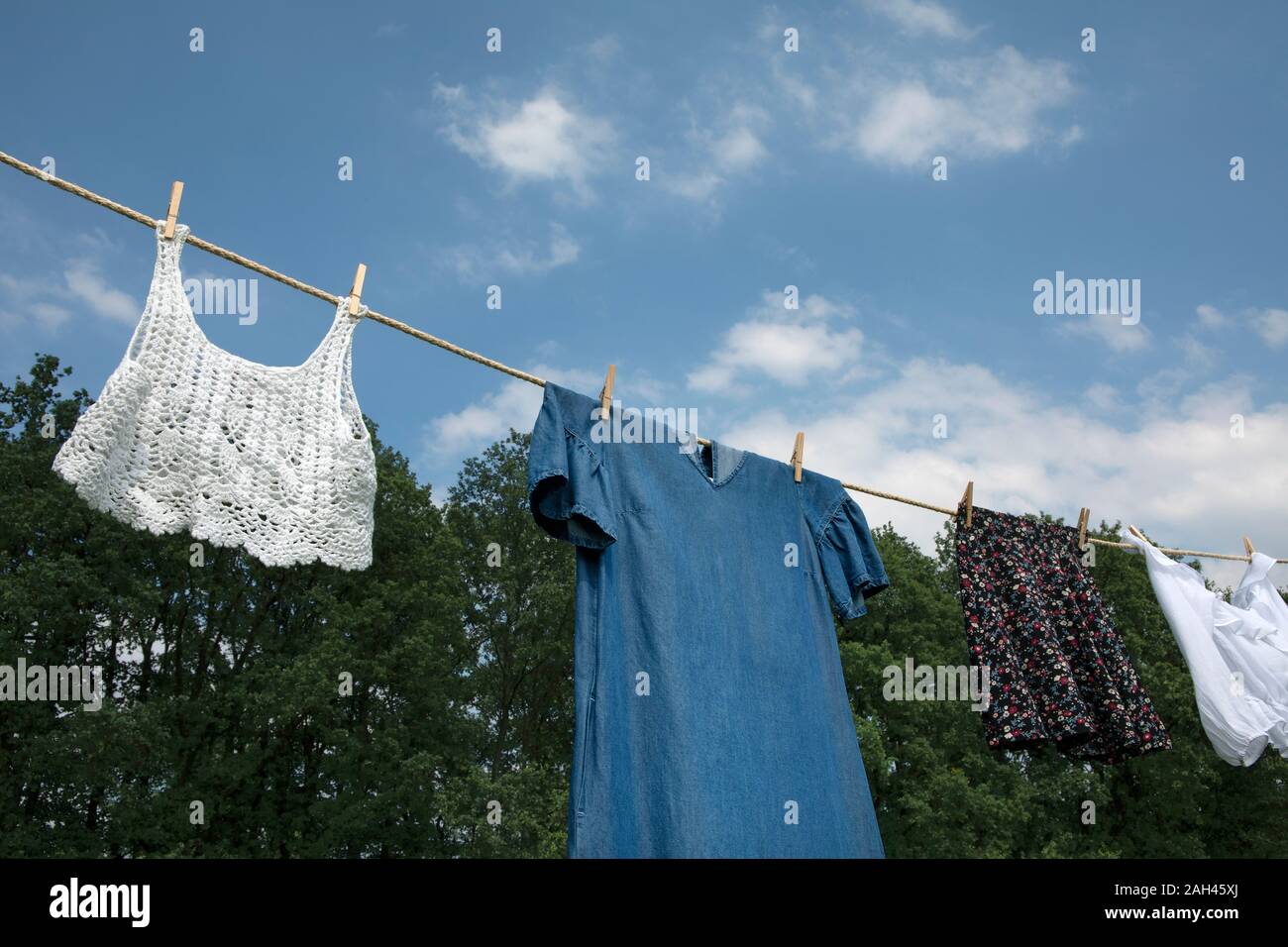 Clothes hanging on rural clothesline hi-res stock photography and ...