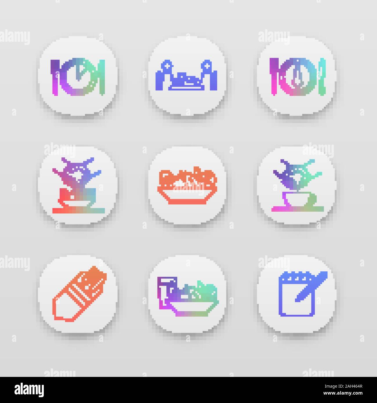 Business lunch app icons set. Colleagues, friends, partners, customers ...