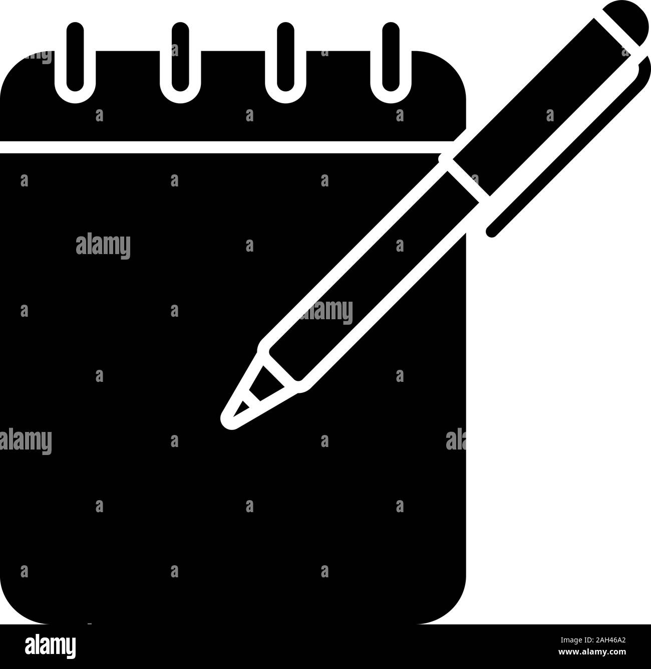 Notepad with pen glyph icon. Taking notes. To do list. Planner. Action ...