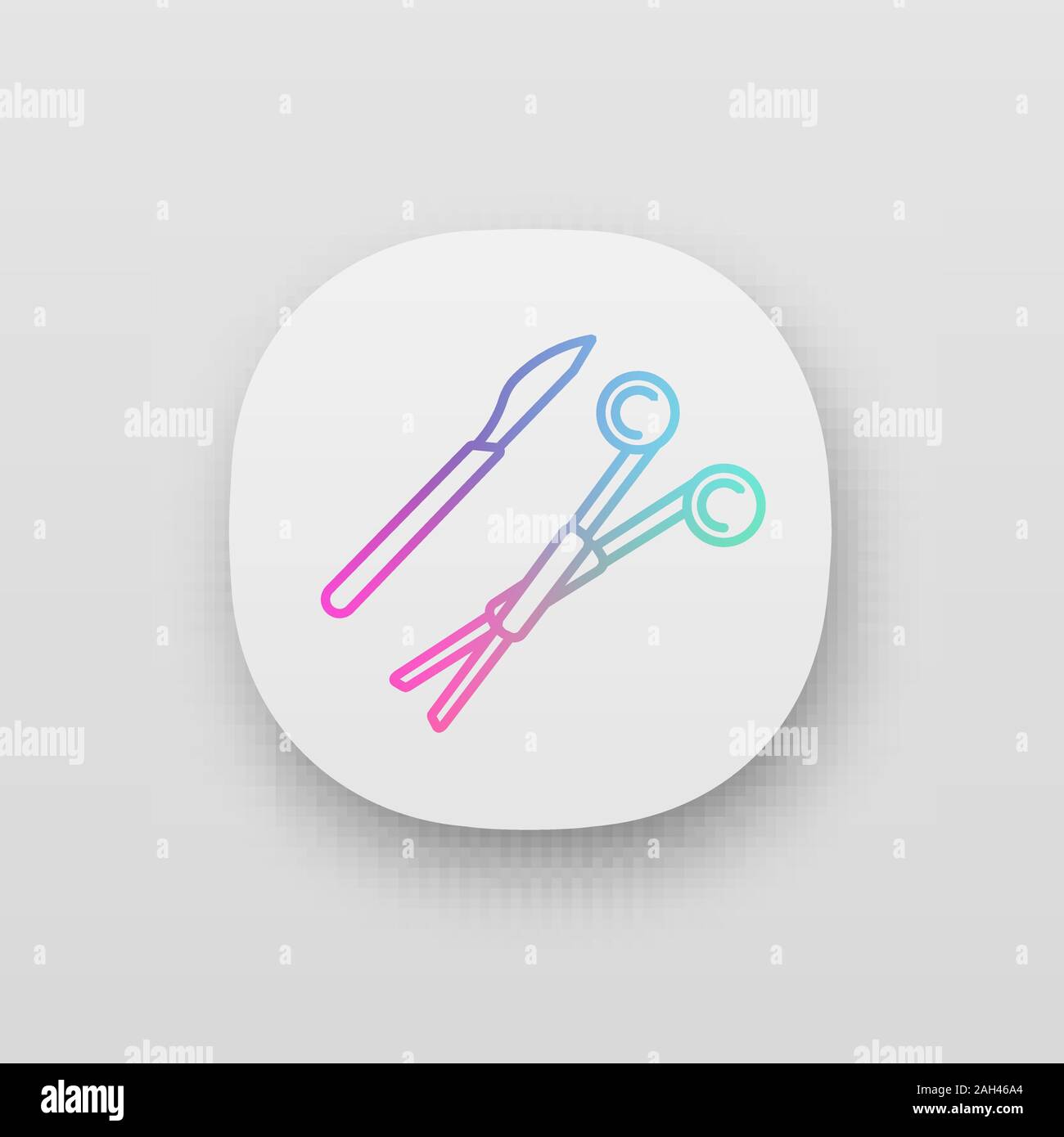 Surgical scalpel and clamp app icon. Surgical tools. Surgery ...