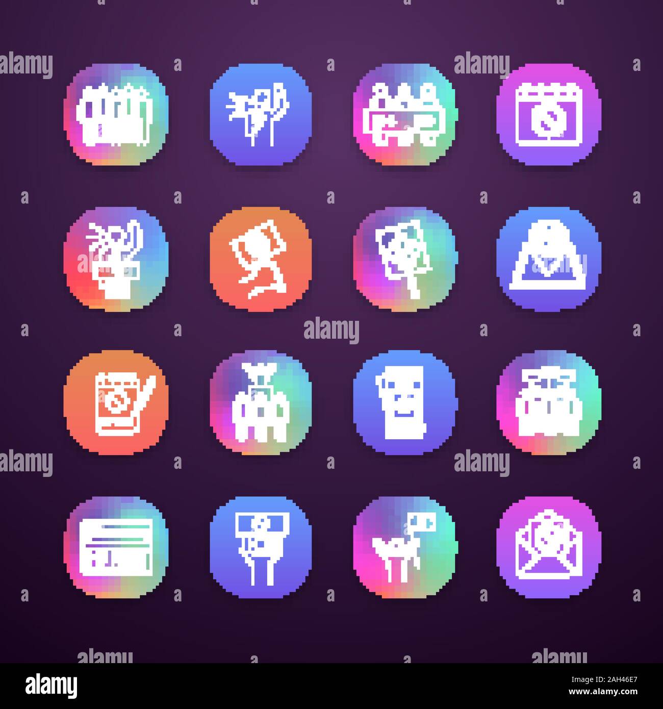 Protest action app icons set. UI/UX user interface. Mass demonstrations ...