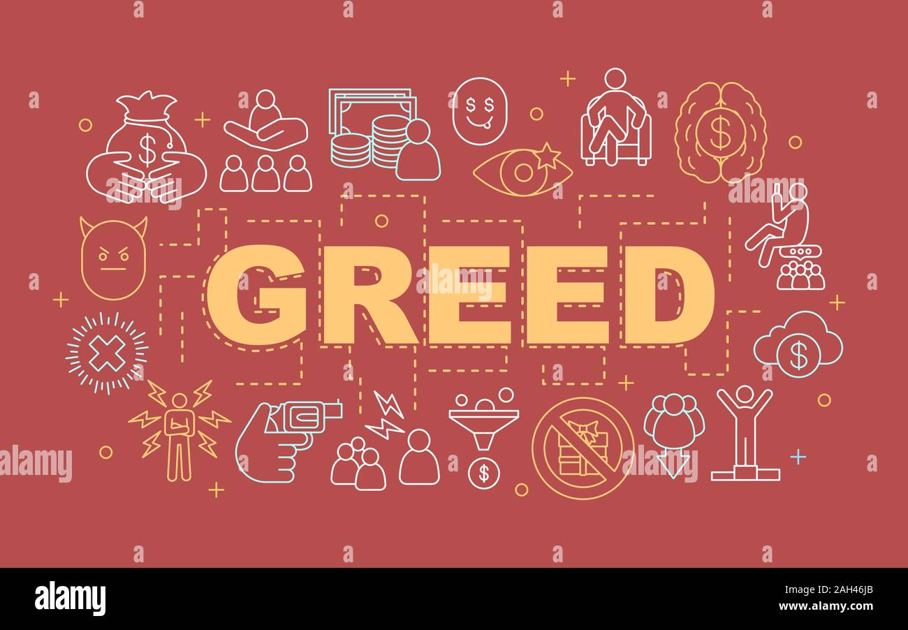 Greed word concepts banner. Pride. Presentation, website. Avarice ...