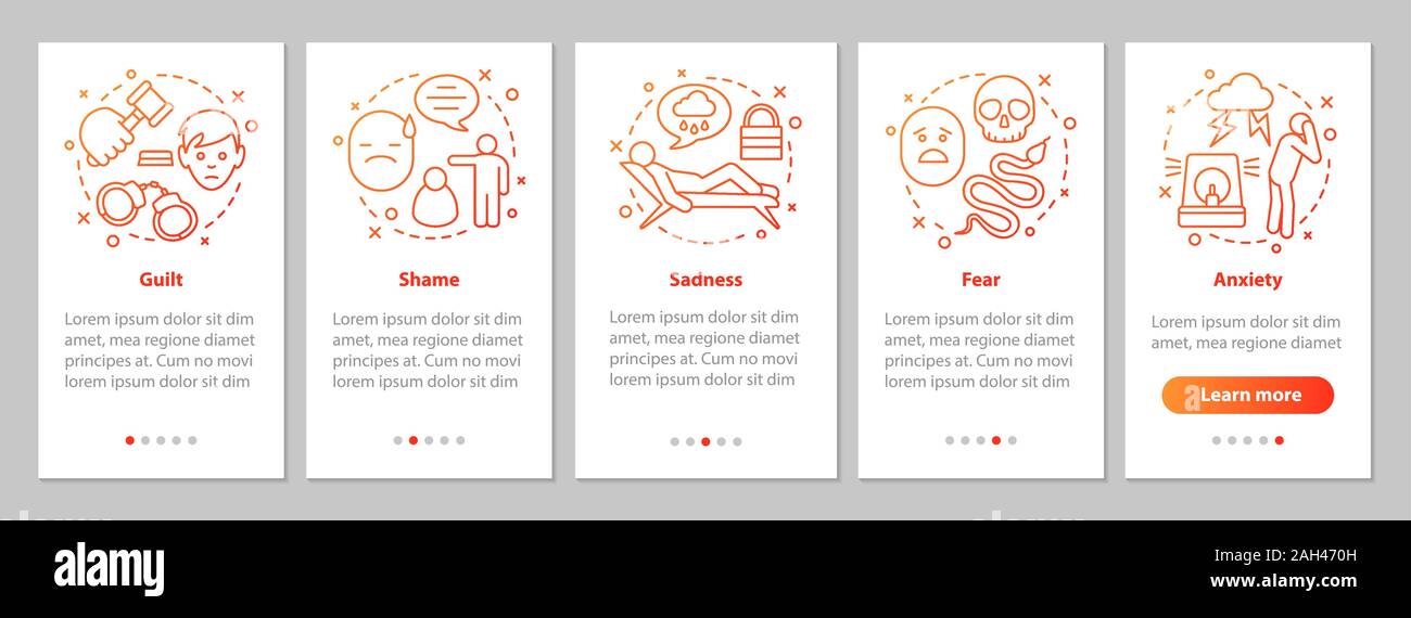 Human feelings onboarding mobile app page screen with linear concepts ...