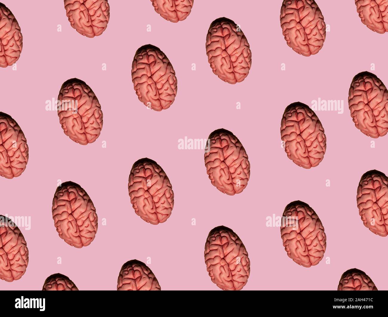3D Illustration of brains, pink background Stock Photo - Alamy