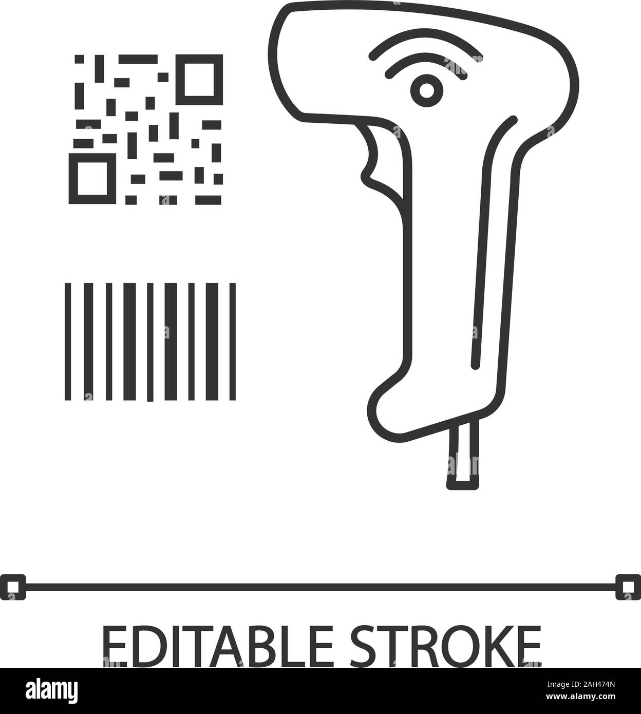 Barcode And Qr Code Scanner Linear Icon Wifi Linear And Matrix Barcodes Handheld Reader Thin