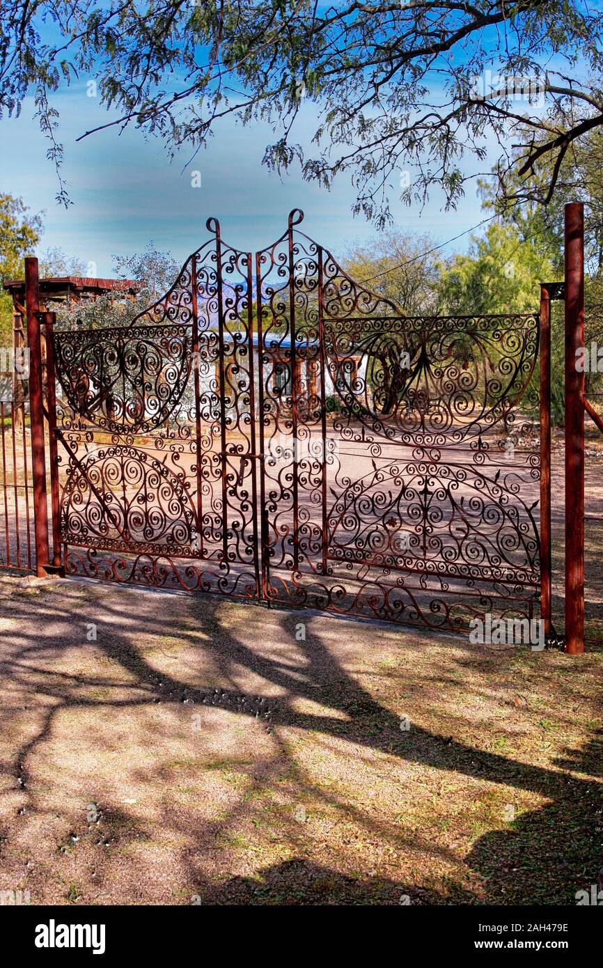 Decorative wrought iron gates hi-res stock photography and images - Alamy