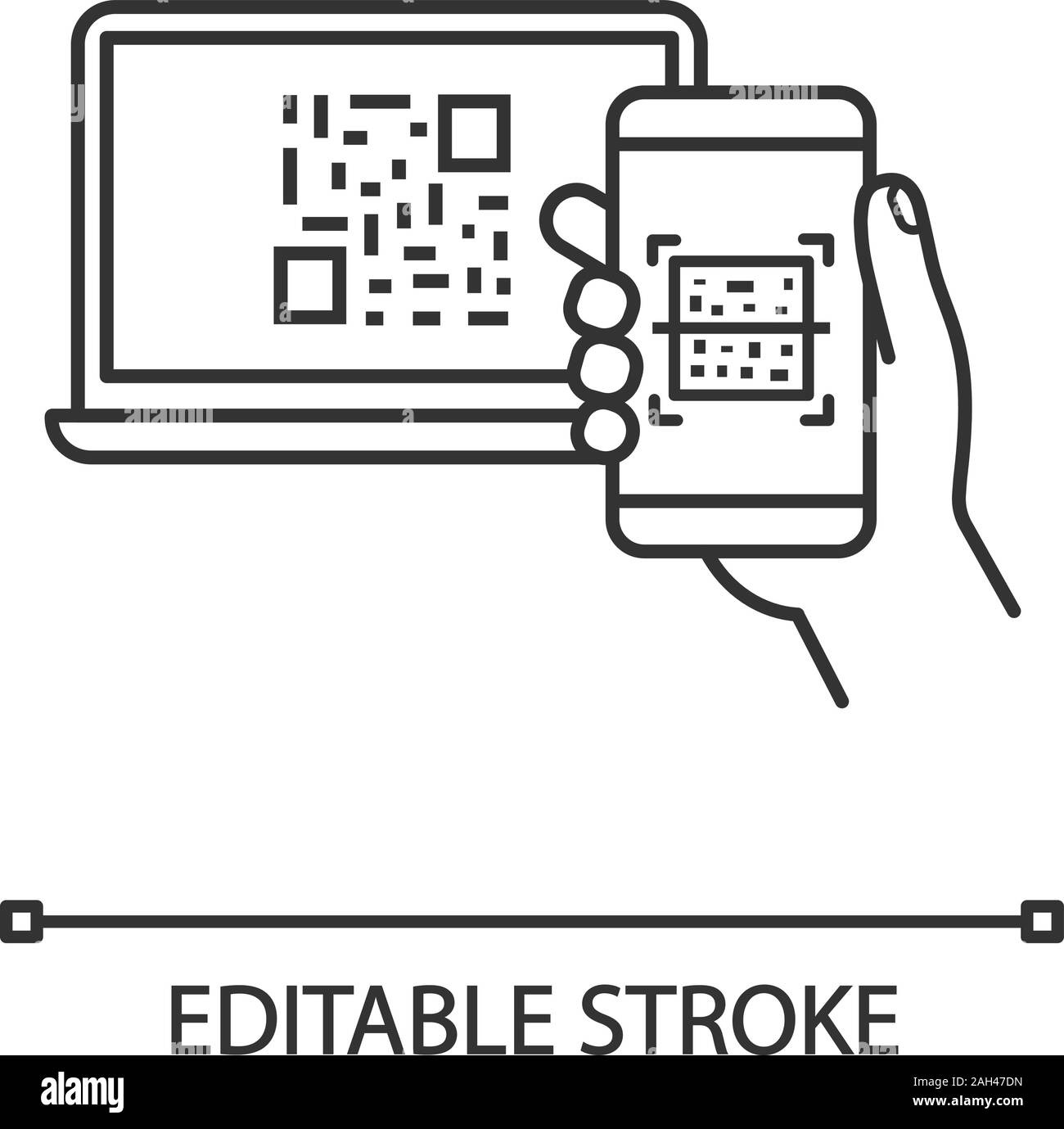 Qr Code Scanning Smartphone App Linear Icon Barcode Authorization