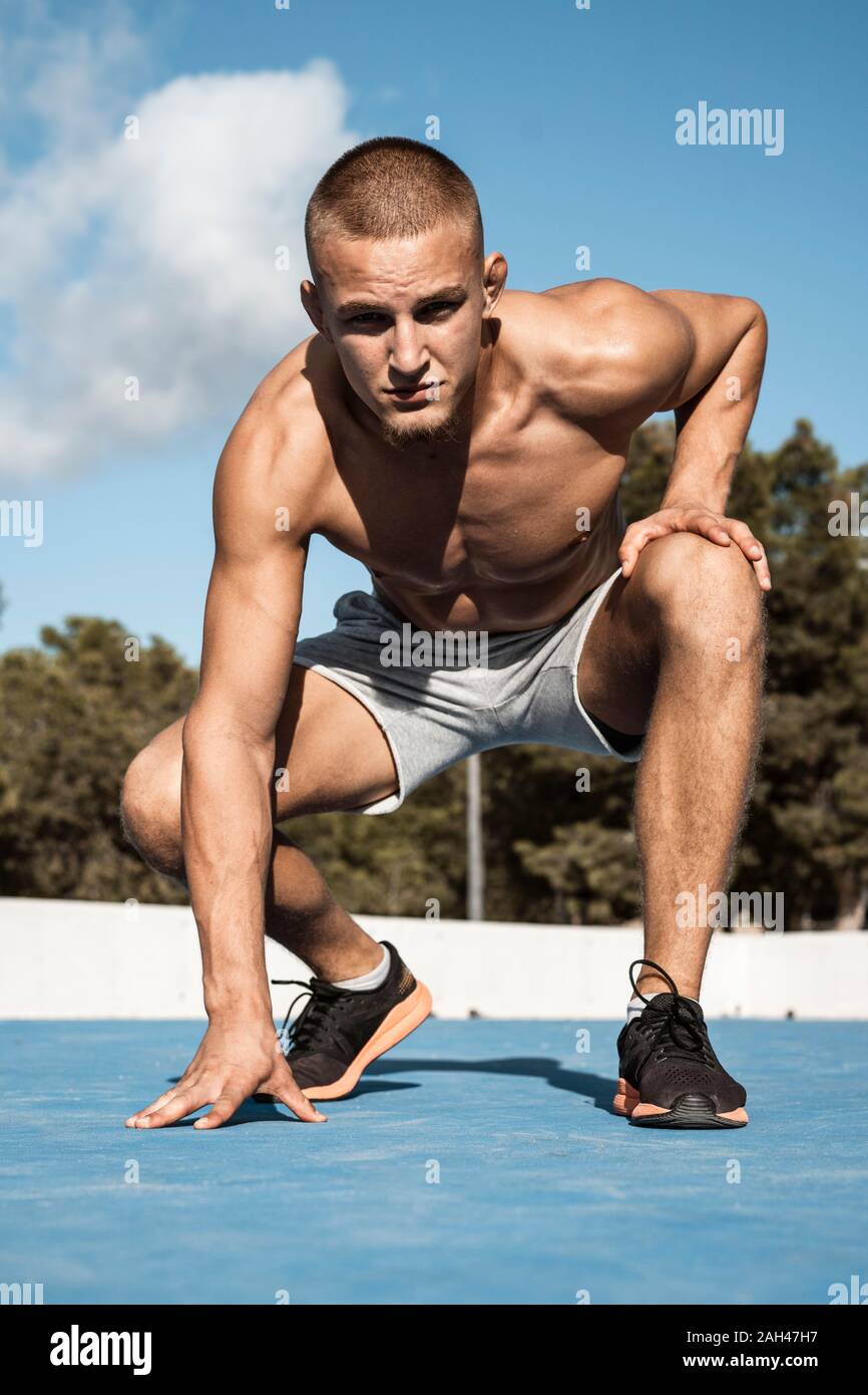 Portrait of barechested muscular man outdoors Stock Photo - Alamy