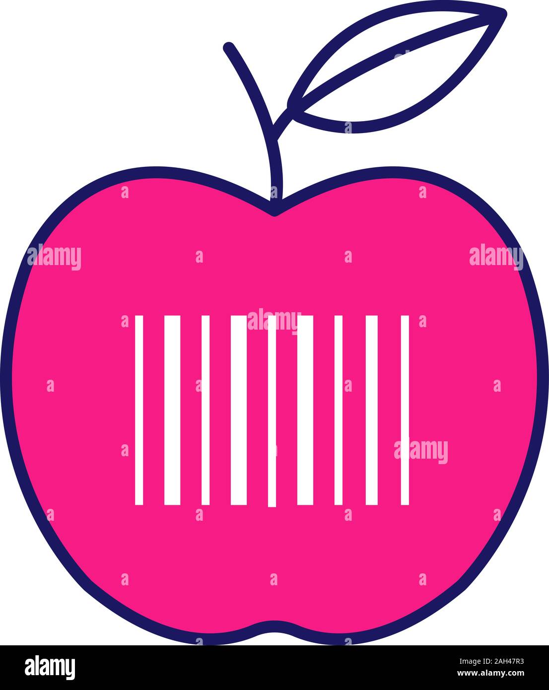 Product barcode color icon. Apple with linear bar code. Retail ...