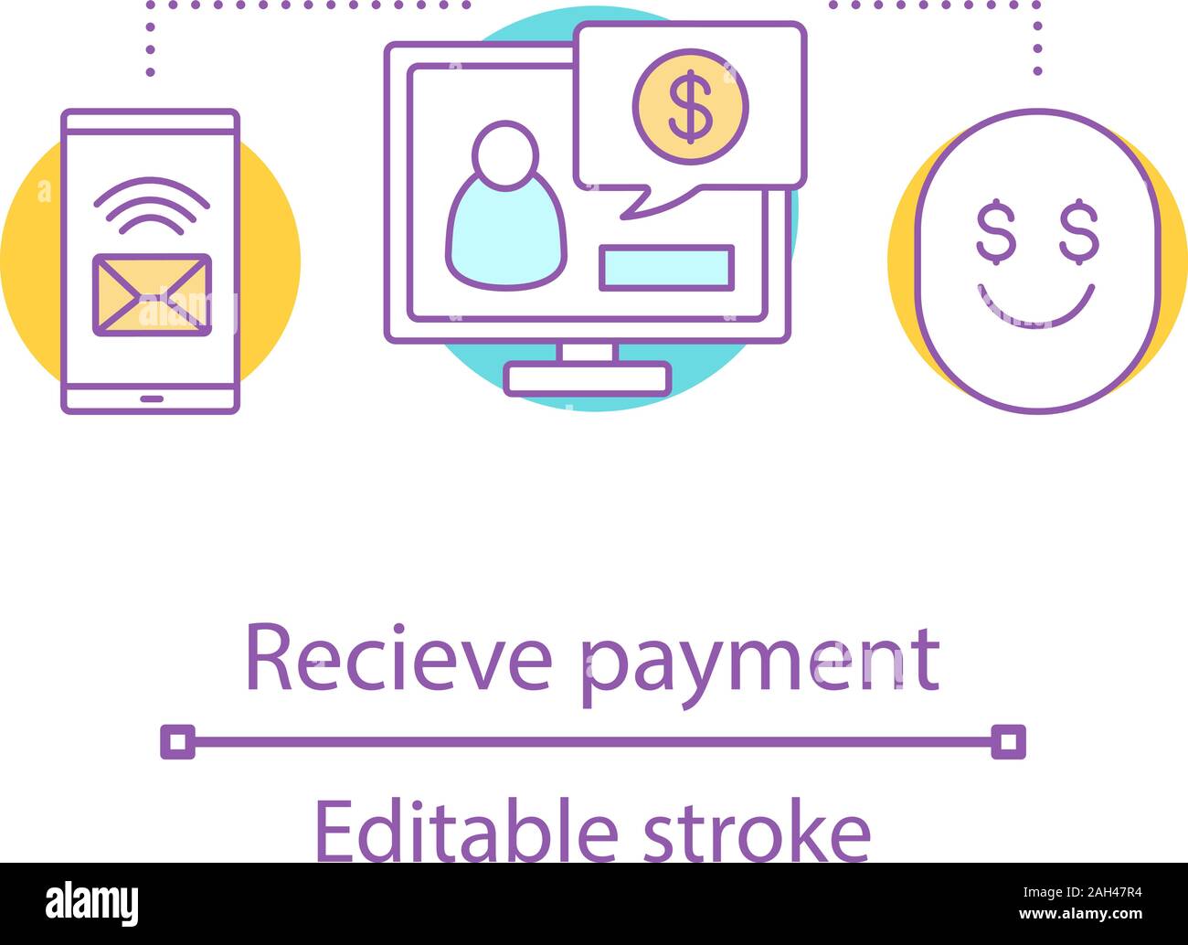 Payment notification concept icon. Successful e-payment idea thin line ...