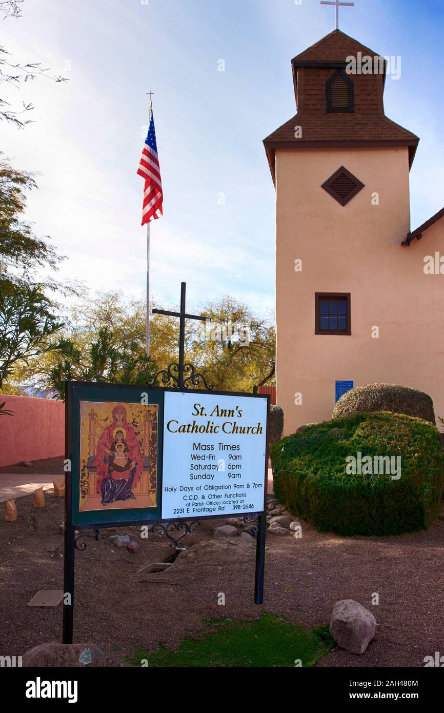 The Catholic church of St. Ann in Old Tubac in Southern Arizona Stock ...