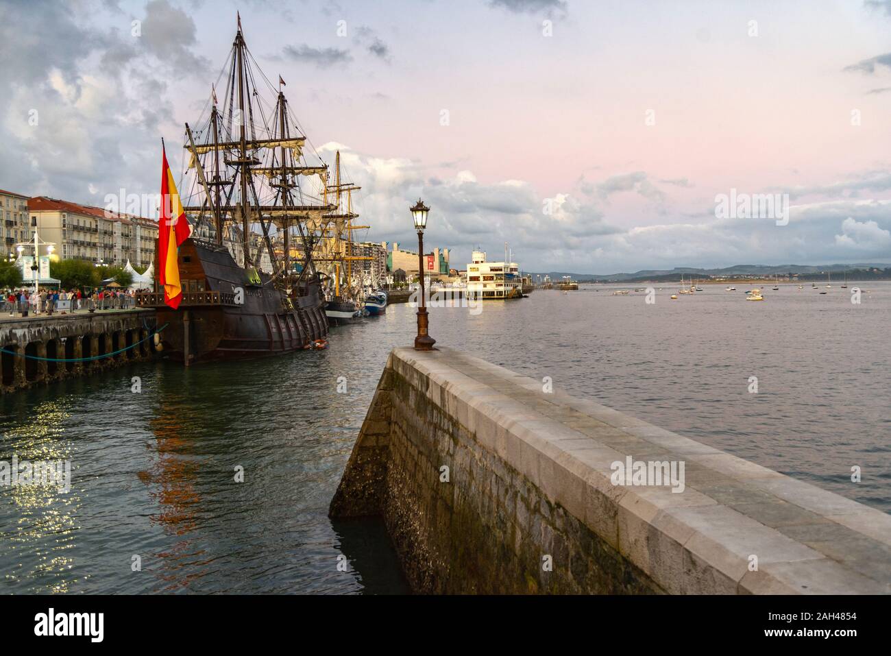 spanish galleon in Santander bay Stock Photo - Alamy