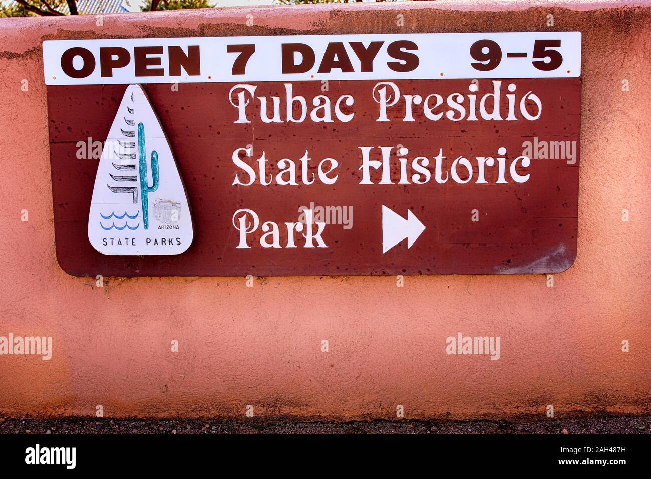 Arizona State Parks - Tubac Presidio State Historic Park sign Stock ...