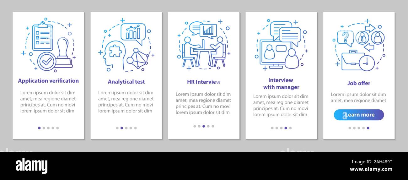 Headhunting Onboarding Mobile App Page Screen With Linear Concepts