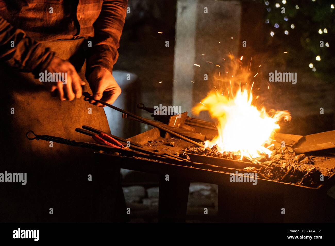 Fire of blacksmith in the blacksmith's workshop Stock Photo - Alamy