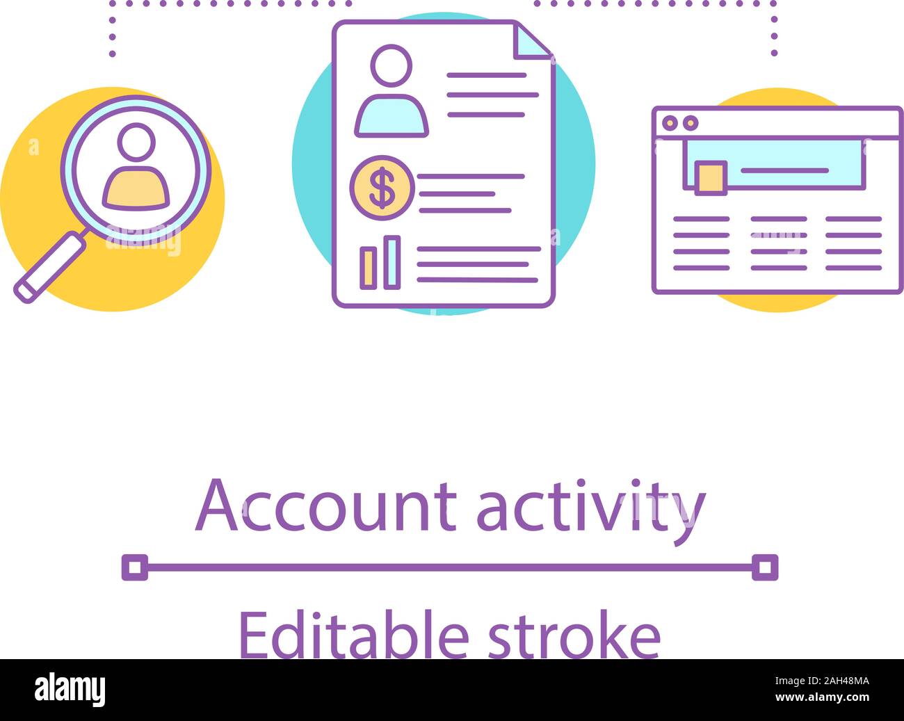 Account activity concept icon. Social media analytics idea thin line ...