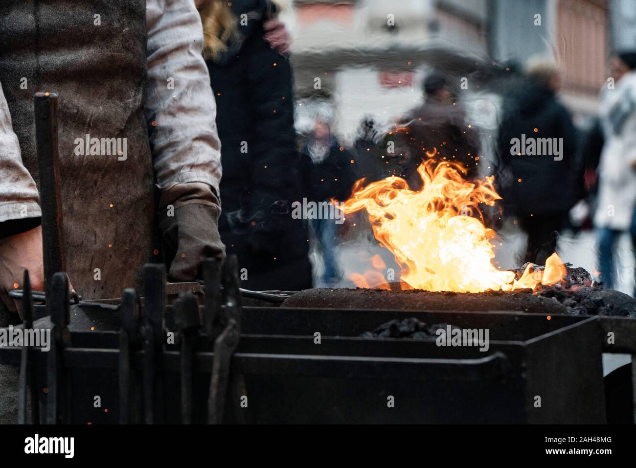 Fire of blacksmith in the blacksmith's workshop Stock Photo - Alamy
