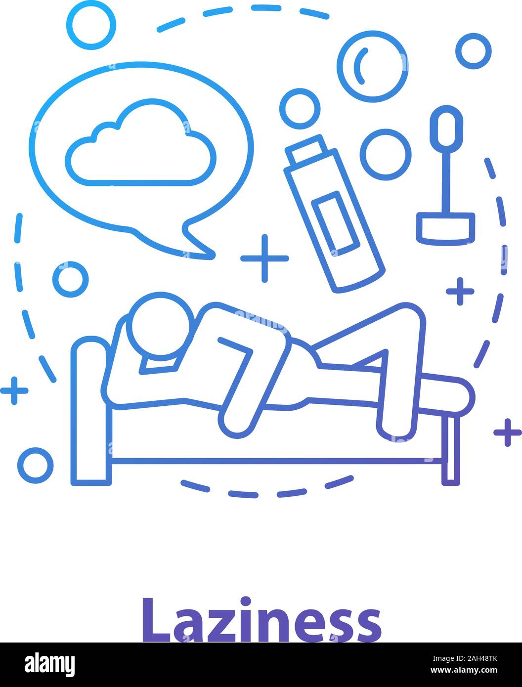 Sloth concept icon. Laziness. Procrastination. Wasting time idea thin ...