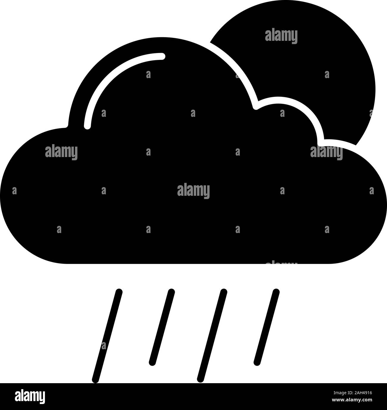 Scattered shower glyph icon. Rainy and sunny weather. Cloud, sun and ...
