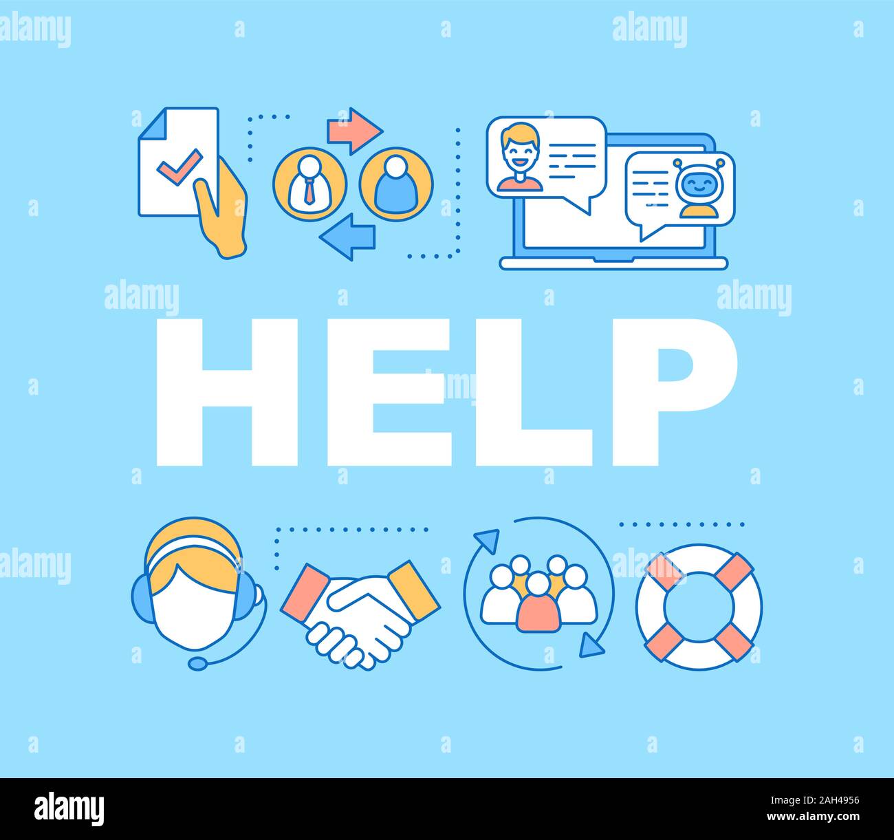 Help word concepts banner. Helpdesk. Presentation, website. Client ...