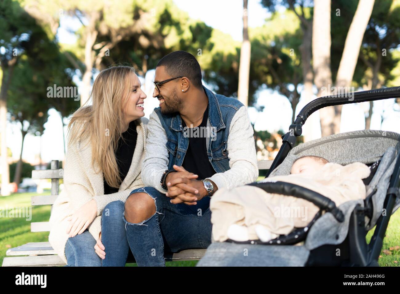 Happy family pram parents hi-res stock photography and images - Alamy
