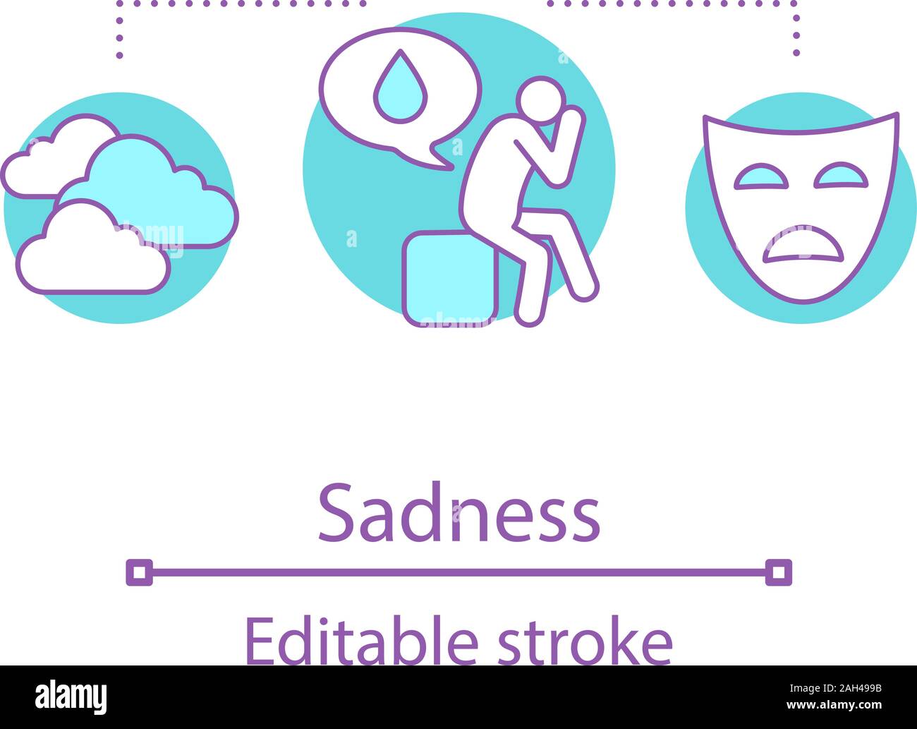 Sadness concept icon. Depression idea thin line illustration. Burnout ...