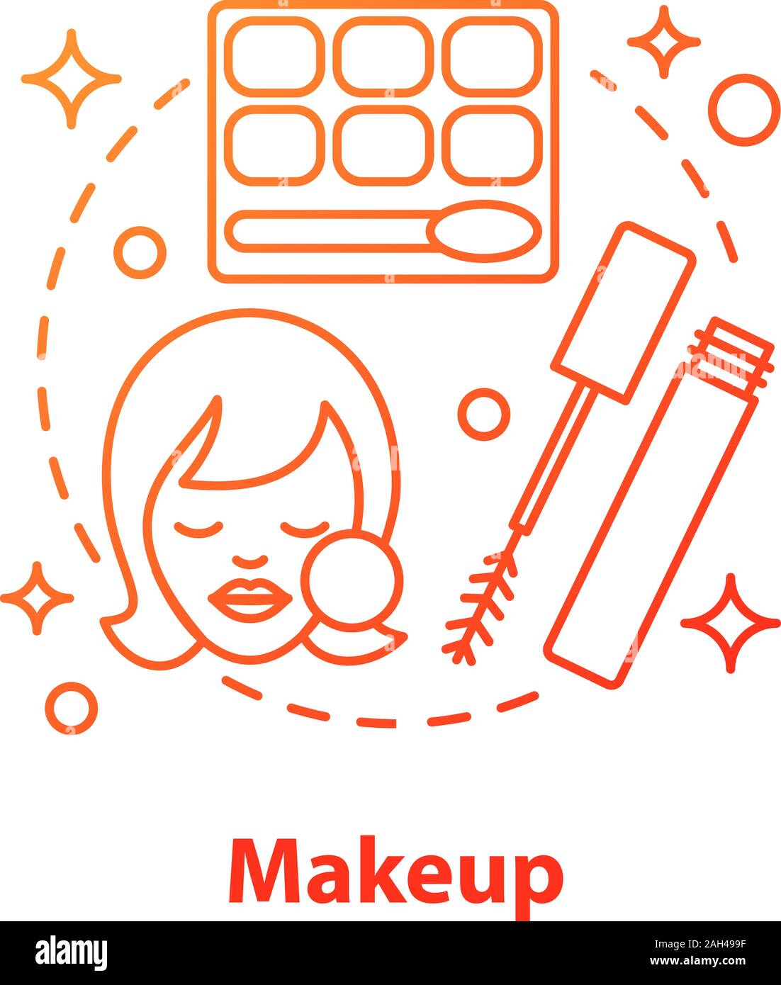 Makeup concept icon. Cosmetics idea thin line illustration. Mascara ...