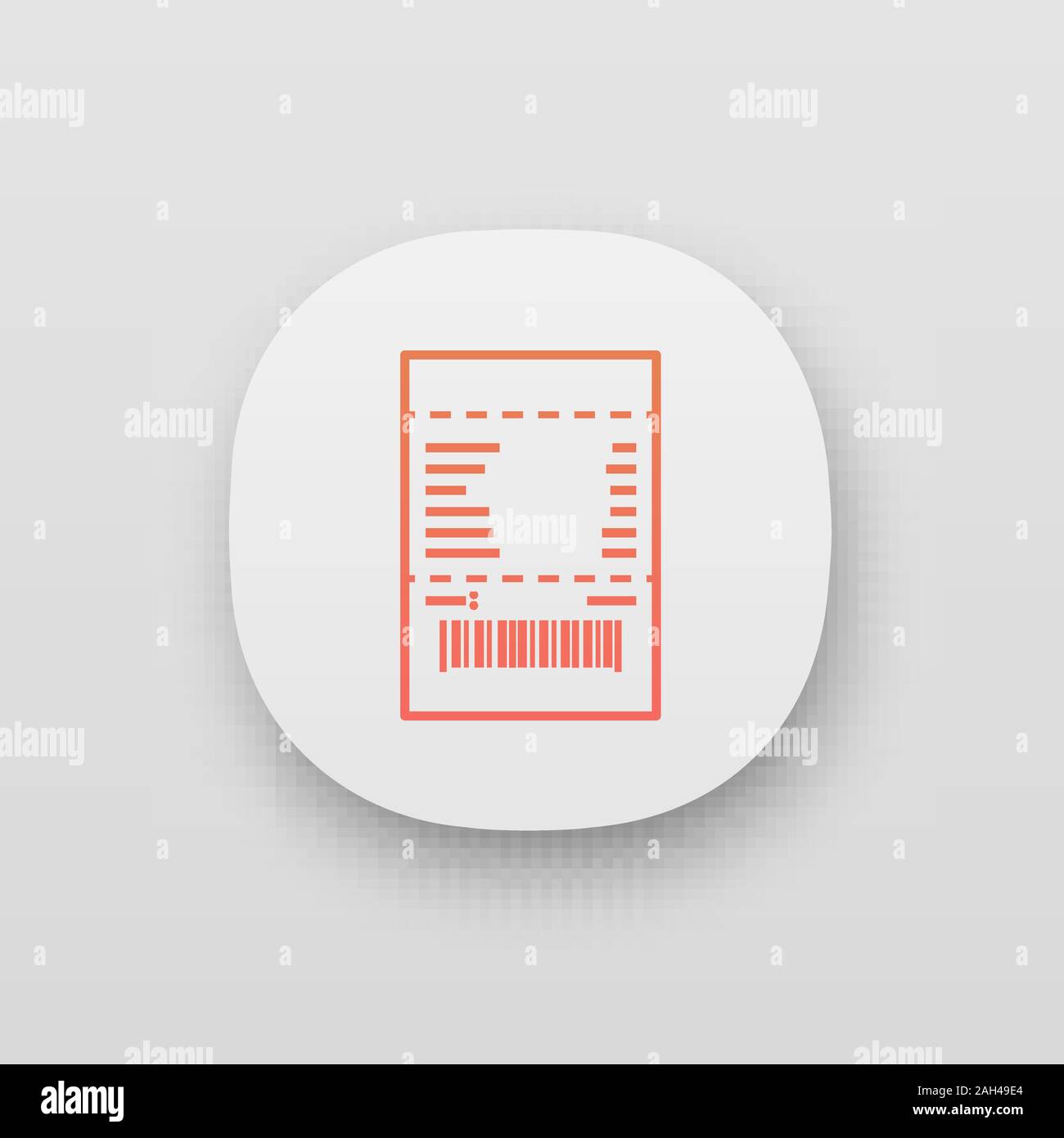 Cash receipt app icon. UI/UX user interface. Paper check. Bill. Web or mobile application ...