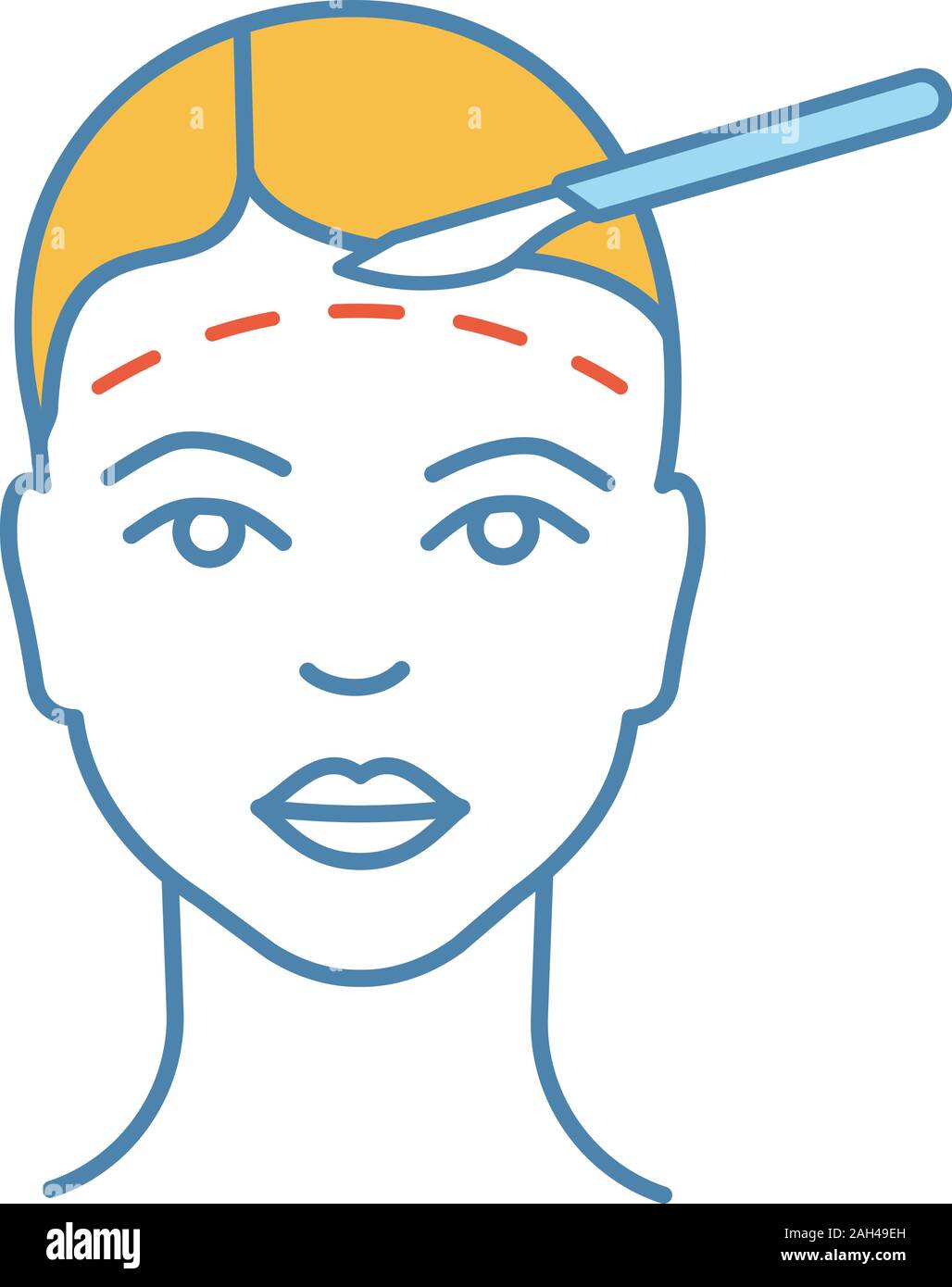 Facelift surgery color icon. Facial plastic surgery. Surgical facial ...