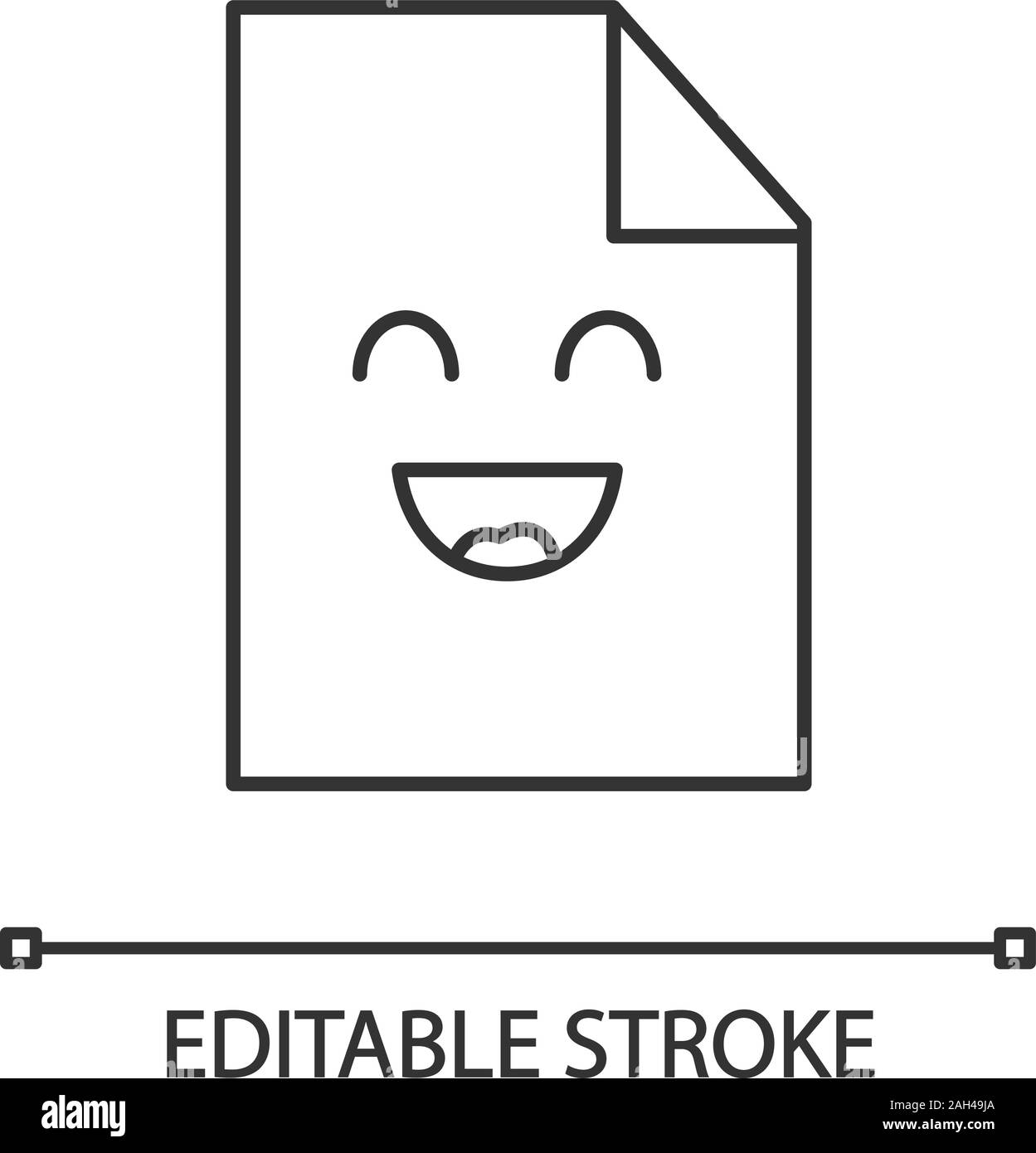 Smiling file character linear icon. Happy document. Thin line ...