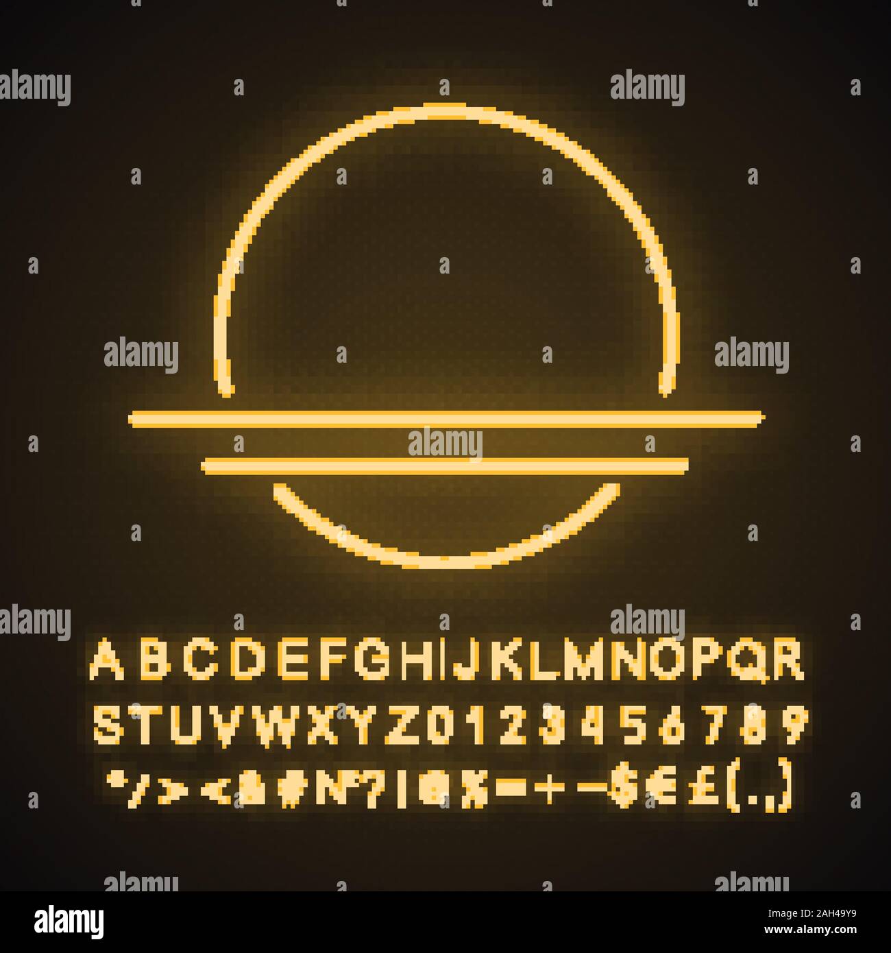 Sunrise neon light icon. Sunset. Rising or setting sun. Glowing sign ...