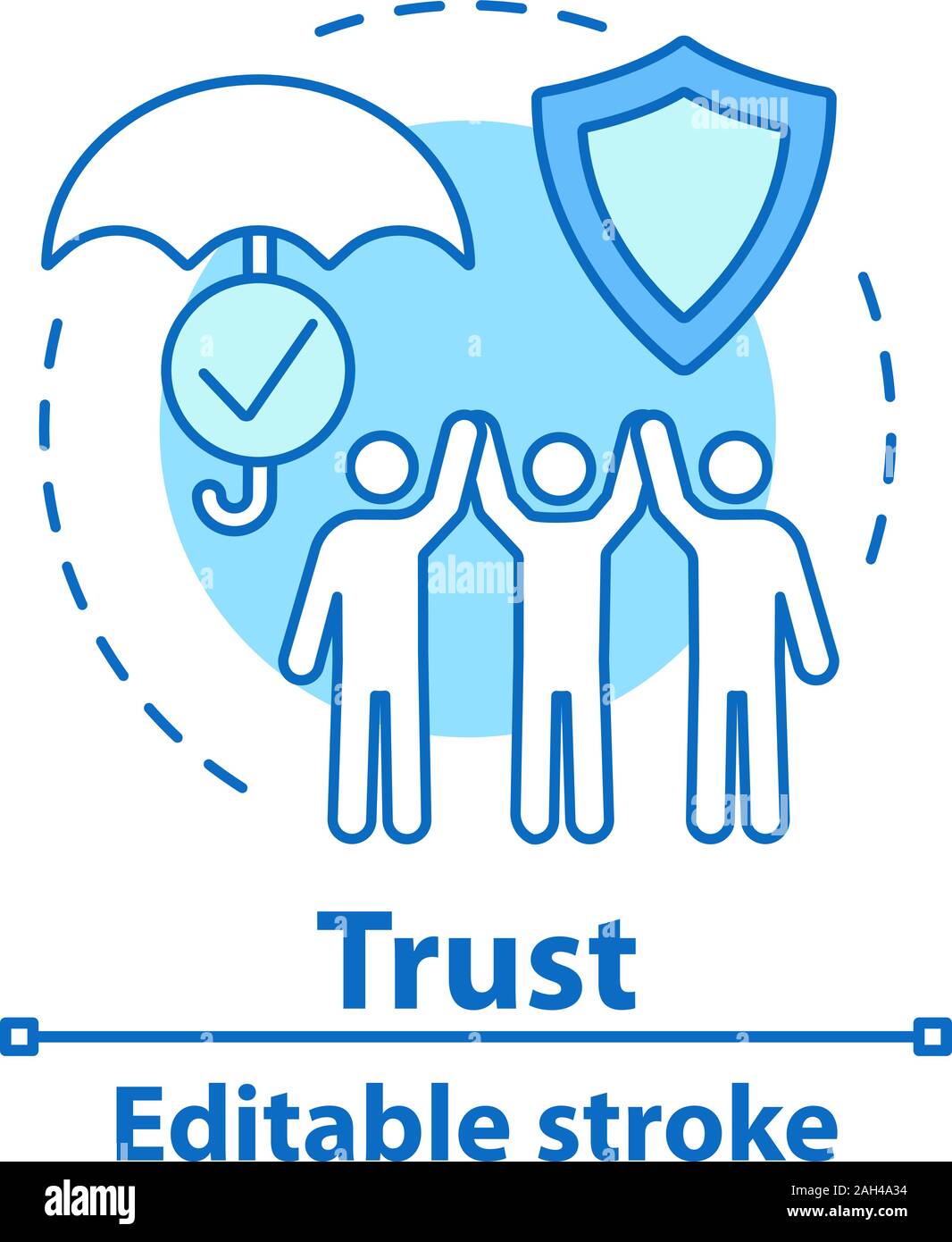 Trust concept icon. Insurance idea thin line illustration. Friendship ...