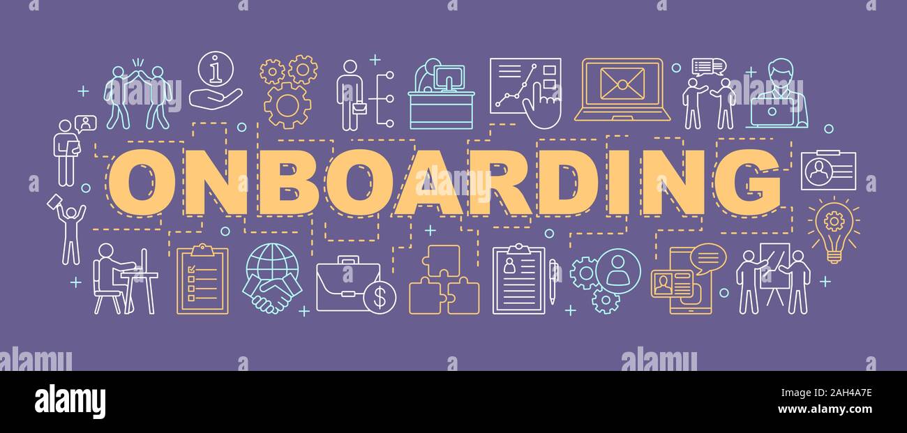Employee onboarding process word concepts banner. Probation ...