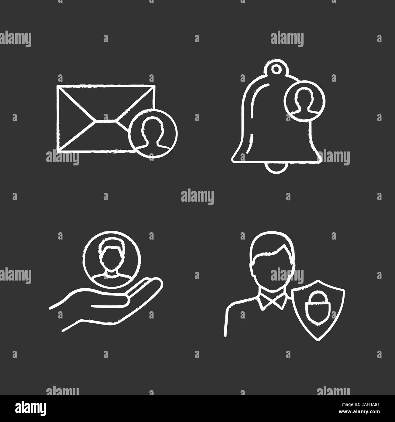 Customer retention and loyalty chalk icons set. Email targeting ...