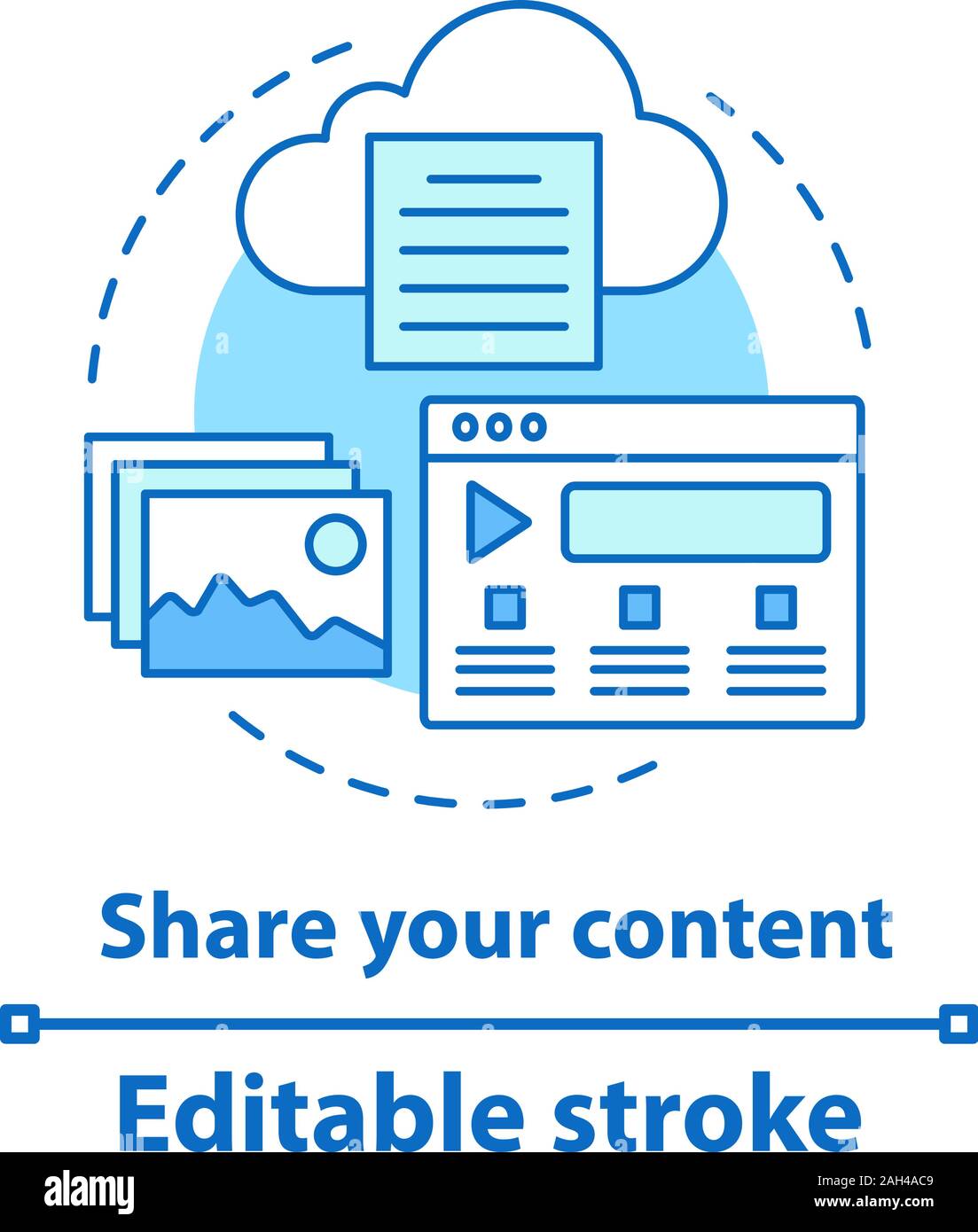Content sharing concept icon. Blogging, vlogging, cloud computing idea ...