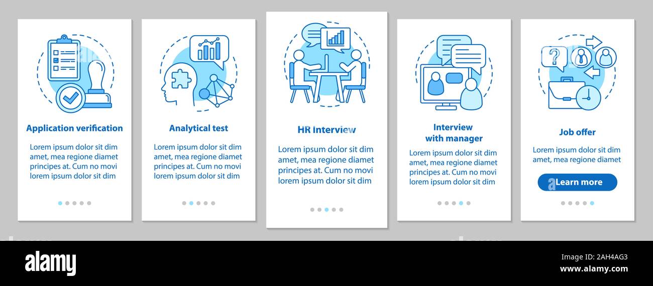 Headhunting onboarding mobile app page screen with linear concepts ...