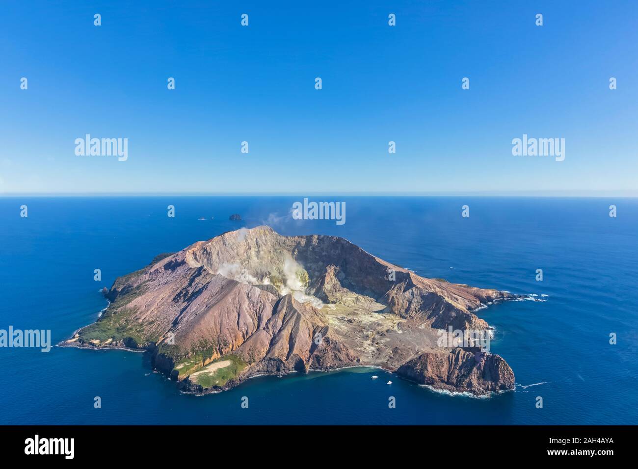 New Zealand, North Island, Whakatane, Aerial view of White Island ...