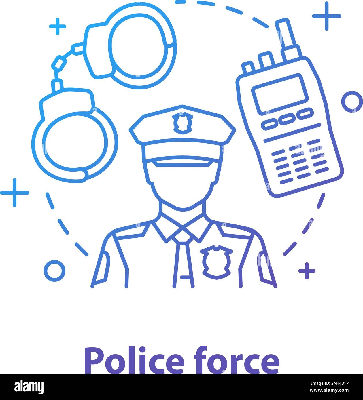 Police force concept icon. Law enforcement idea thin line illustration ...