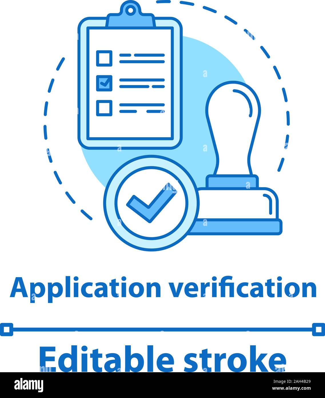 Application verification concept icon. Approval stamp idea thin line ...