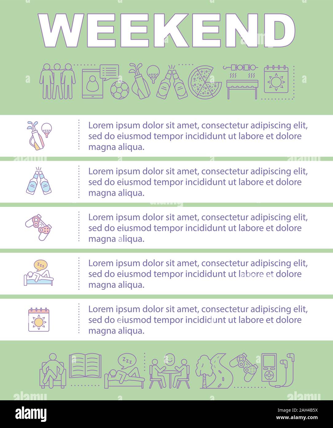 Weekend activities mobile app screen. Rest. Smartphone website template ...