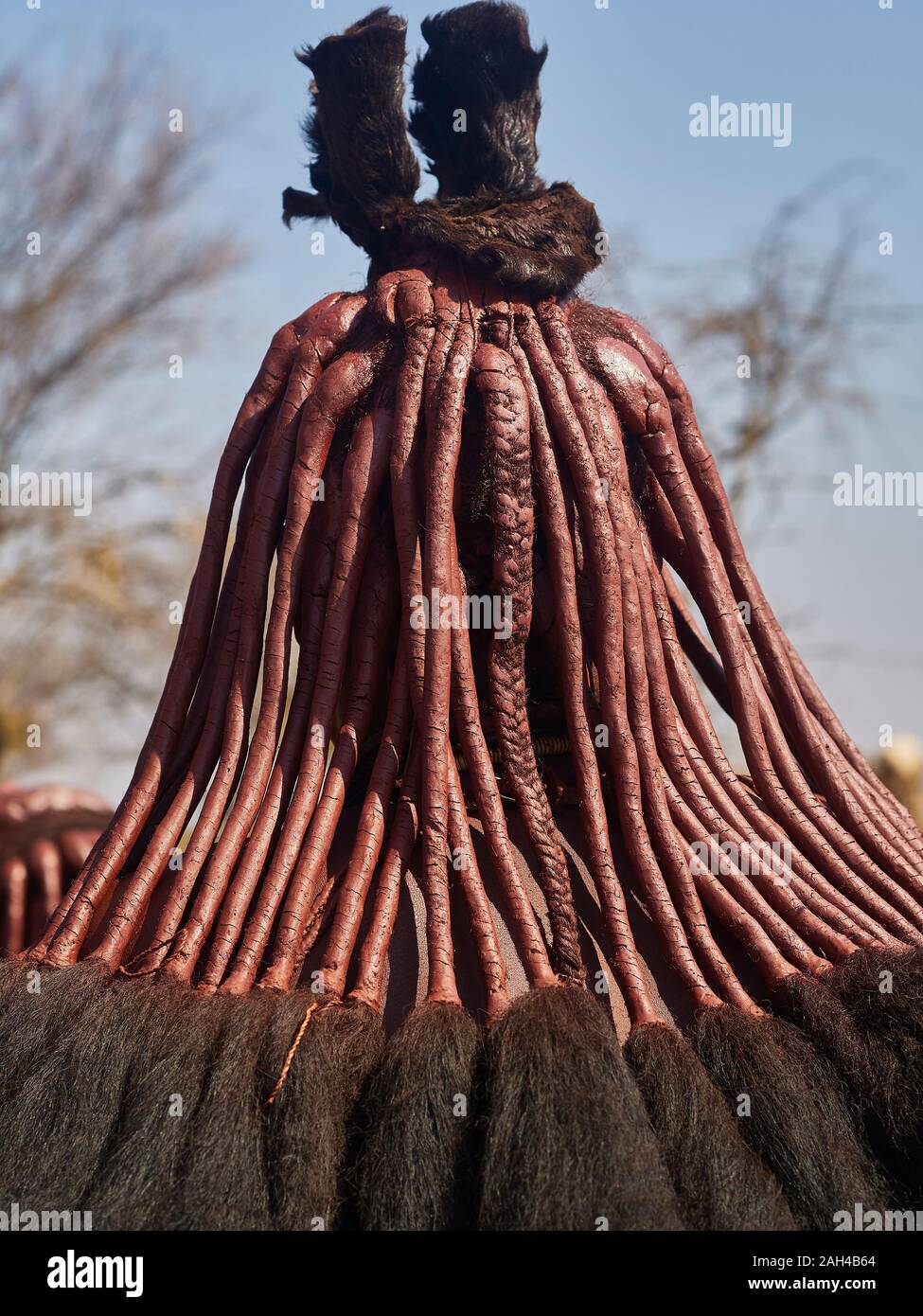 Close up of a Himba woman and her traditional hairstyle, Opuwo, Namibia ...