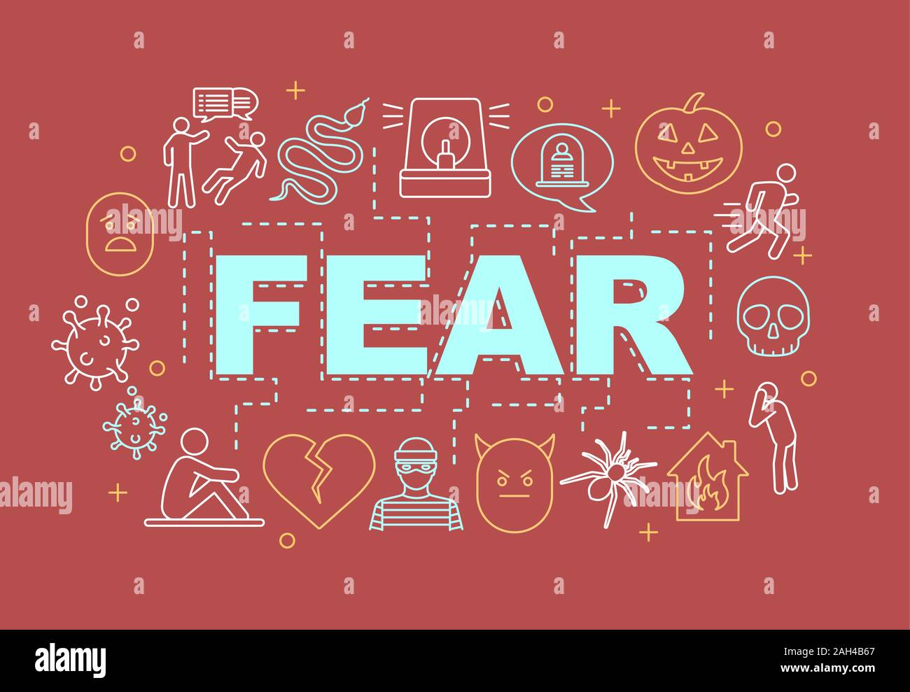 Fear word concepts banner. Pain, harm, threat of danger. Presentation, website. Fearfulness ...