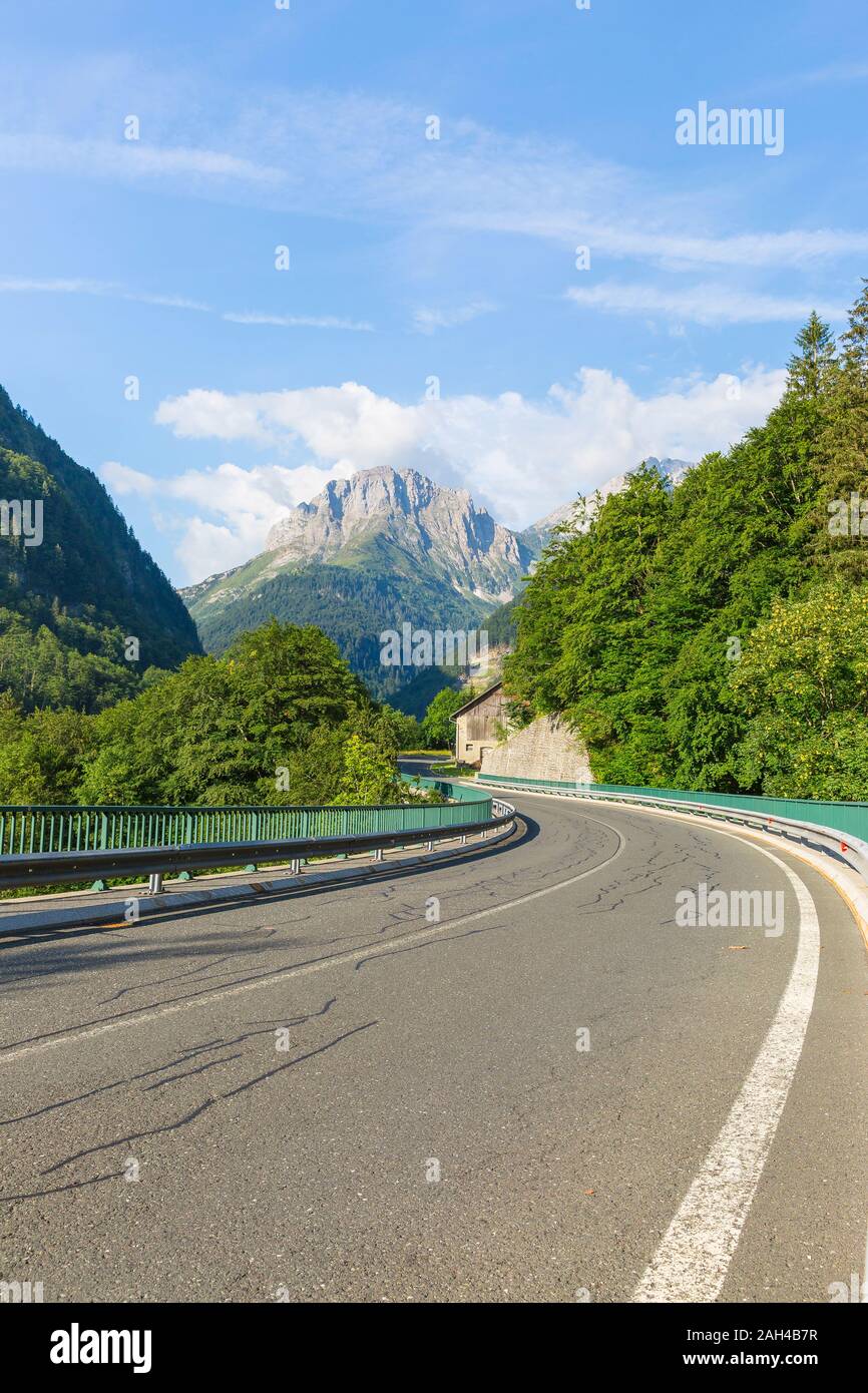 Austria, Carinthia, Empty highway across Plocken Pass in summer Stock ...