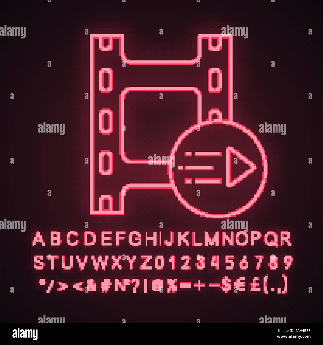 Motion graphics neon light icon. Animation. Multimedia player. Play ...