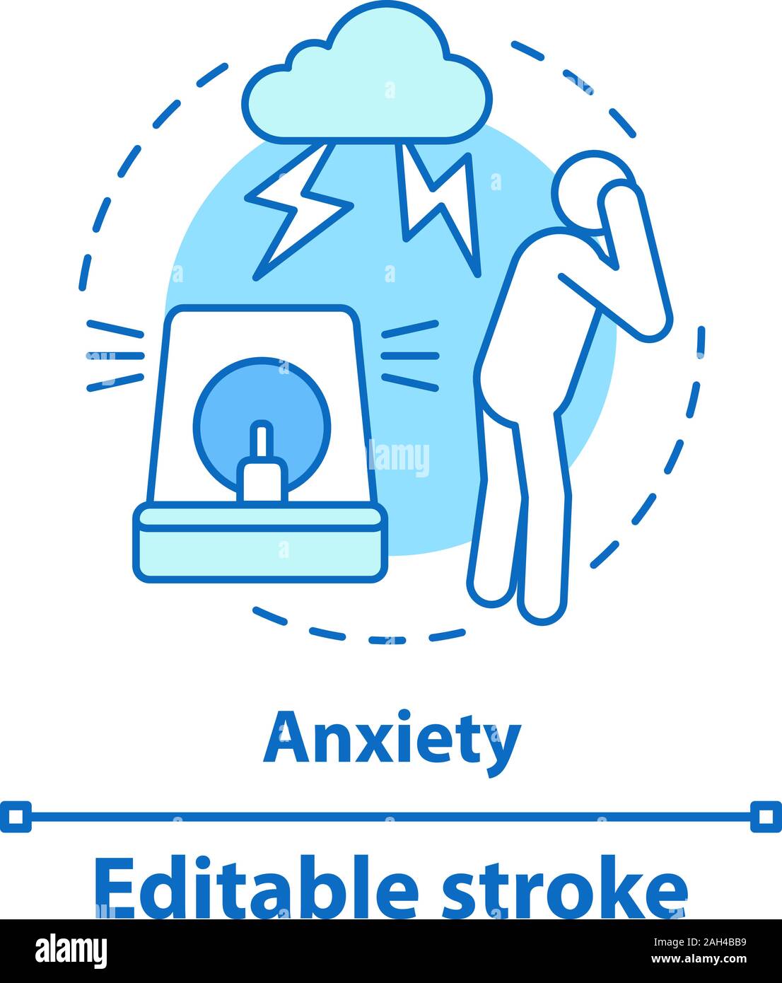 Anxiety concept icon. Frustration idea thin line illustration. Stress ...