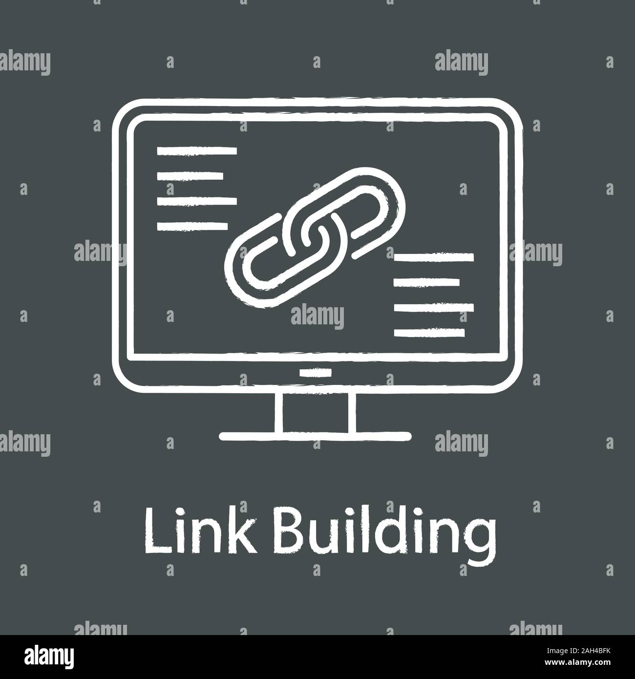 Link building chalk icon. SEO. Link sharing. Using hyperlink. Computer ...