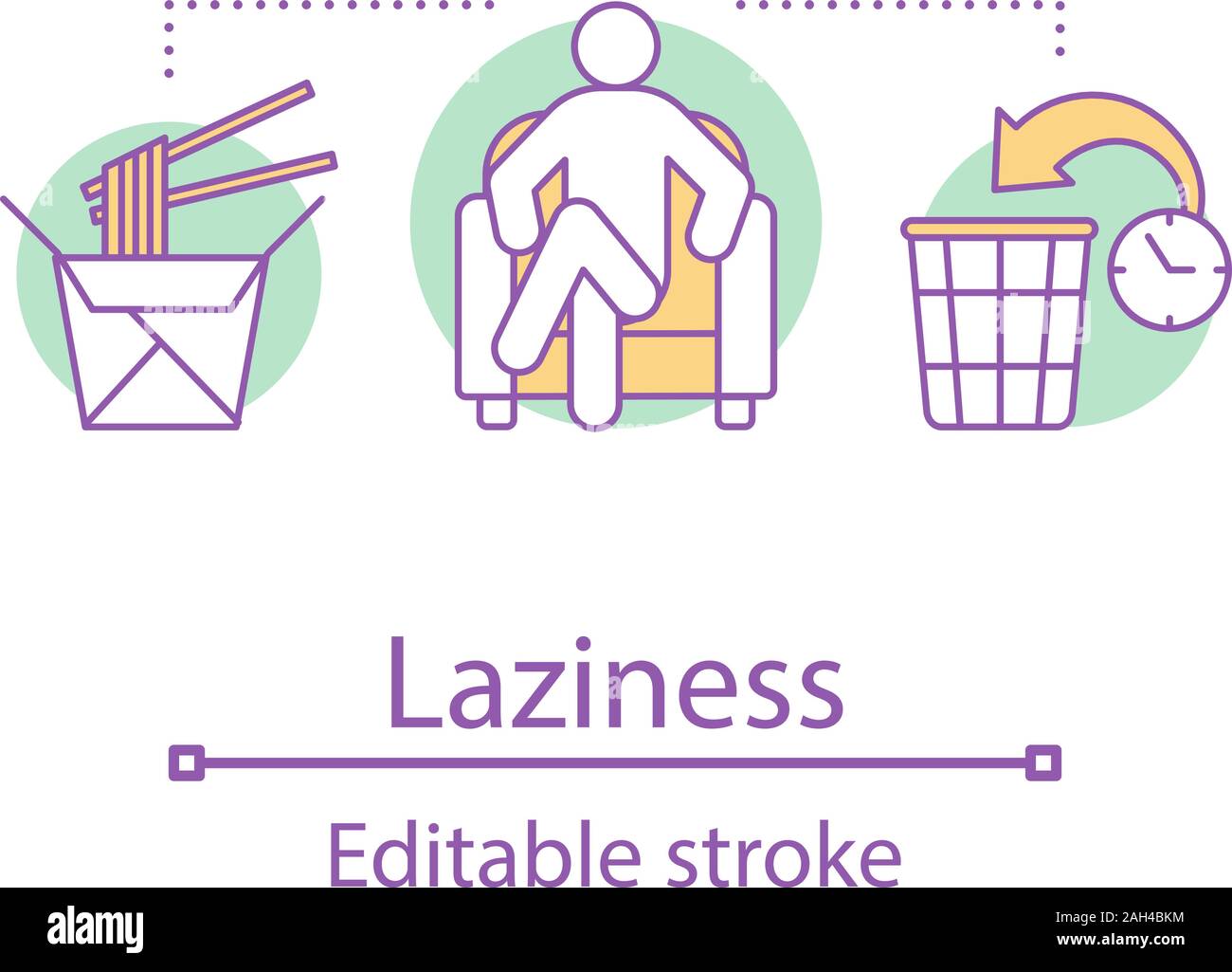 Laziness concept icon. Procrastination idea thin line illustration ...