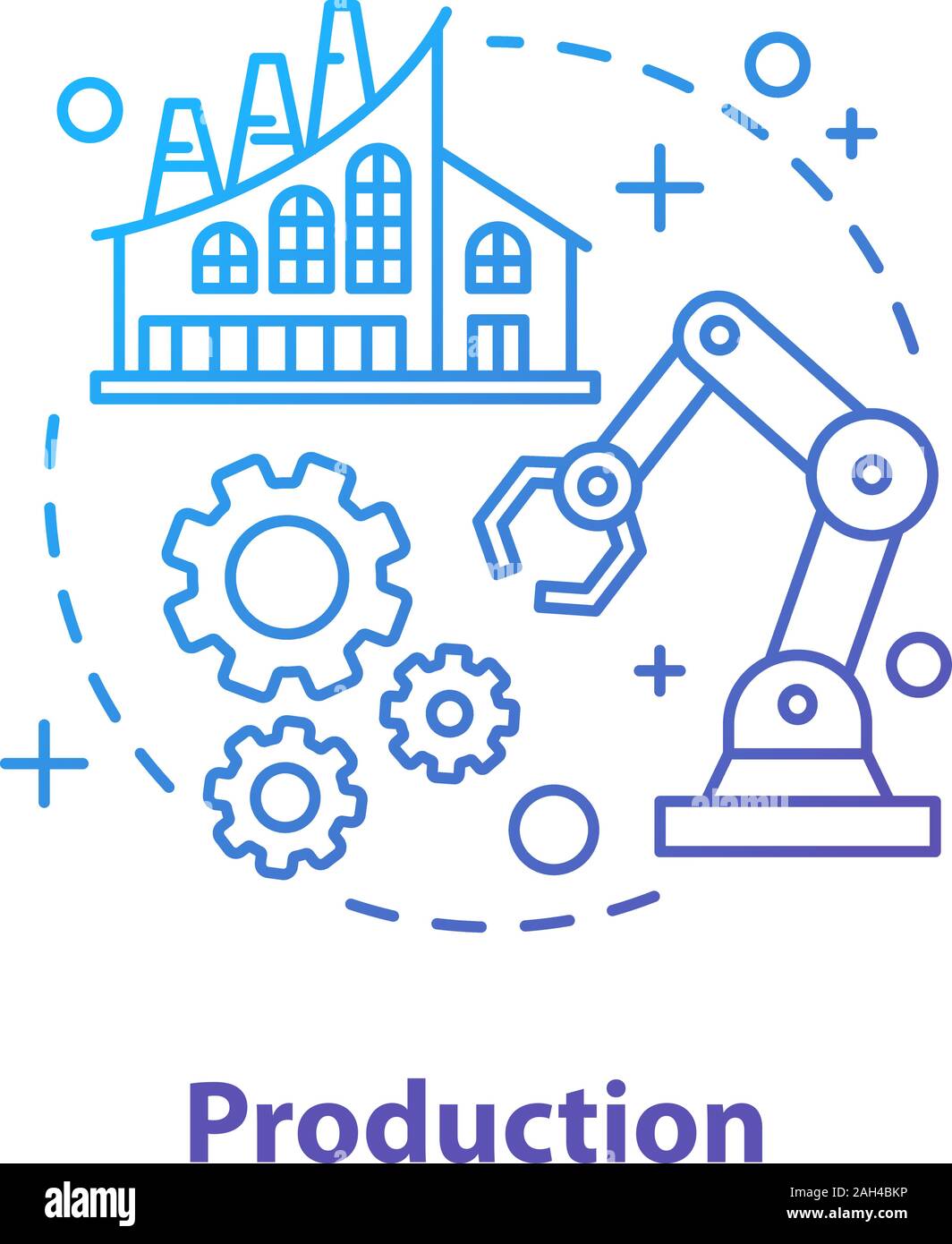 Production concept icon. Manufacturing. Industrial sector idea thin ...
