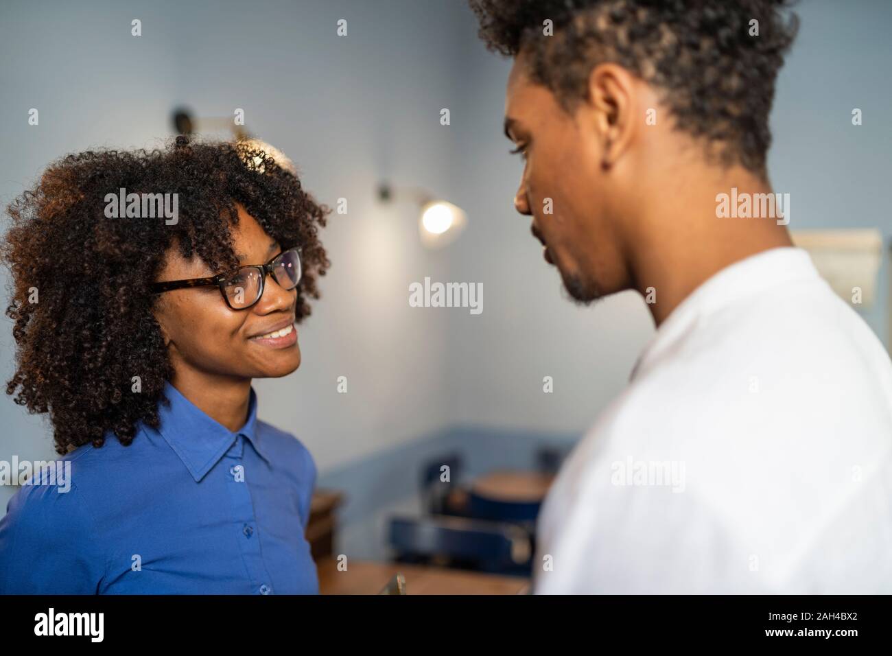 Portrait students discussing together hi-res stock photography and ...